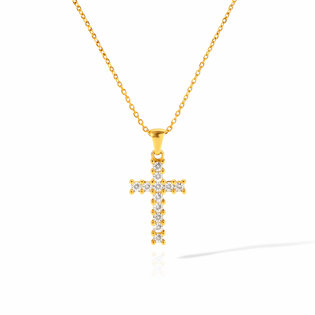 The Crystal Cross Necklace | Gold Cross Necklace – The Perfect Hoop