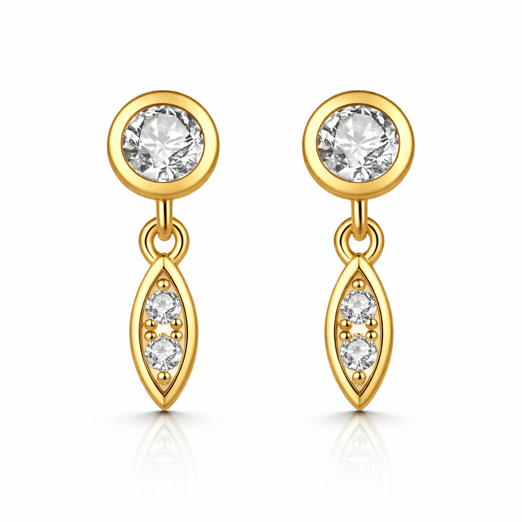 Lume Drop Stud Earrings | Gold Crystal Drop – The Perfect Hoop